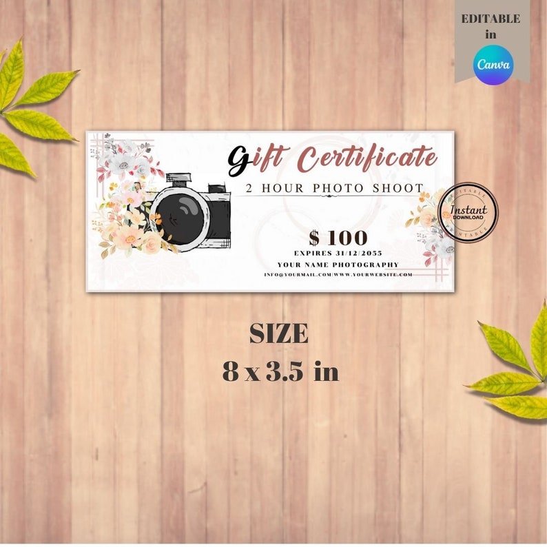 Canva Template,photography Gift Certificate, Printable Photo Session ...