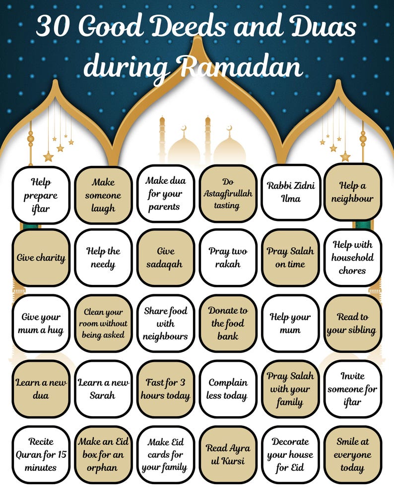 Ramadan Good Deeds Calendar - Etsy