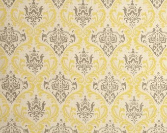 Yellow damask fabric | Etsy