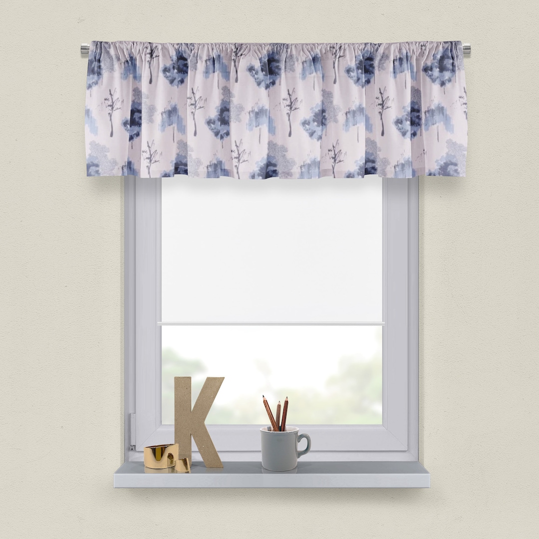 Blue and White Valance, Premier Prints Sycamore Indigo Valance, White ...