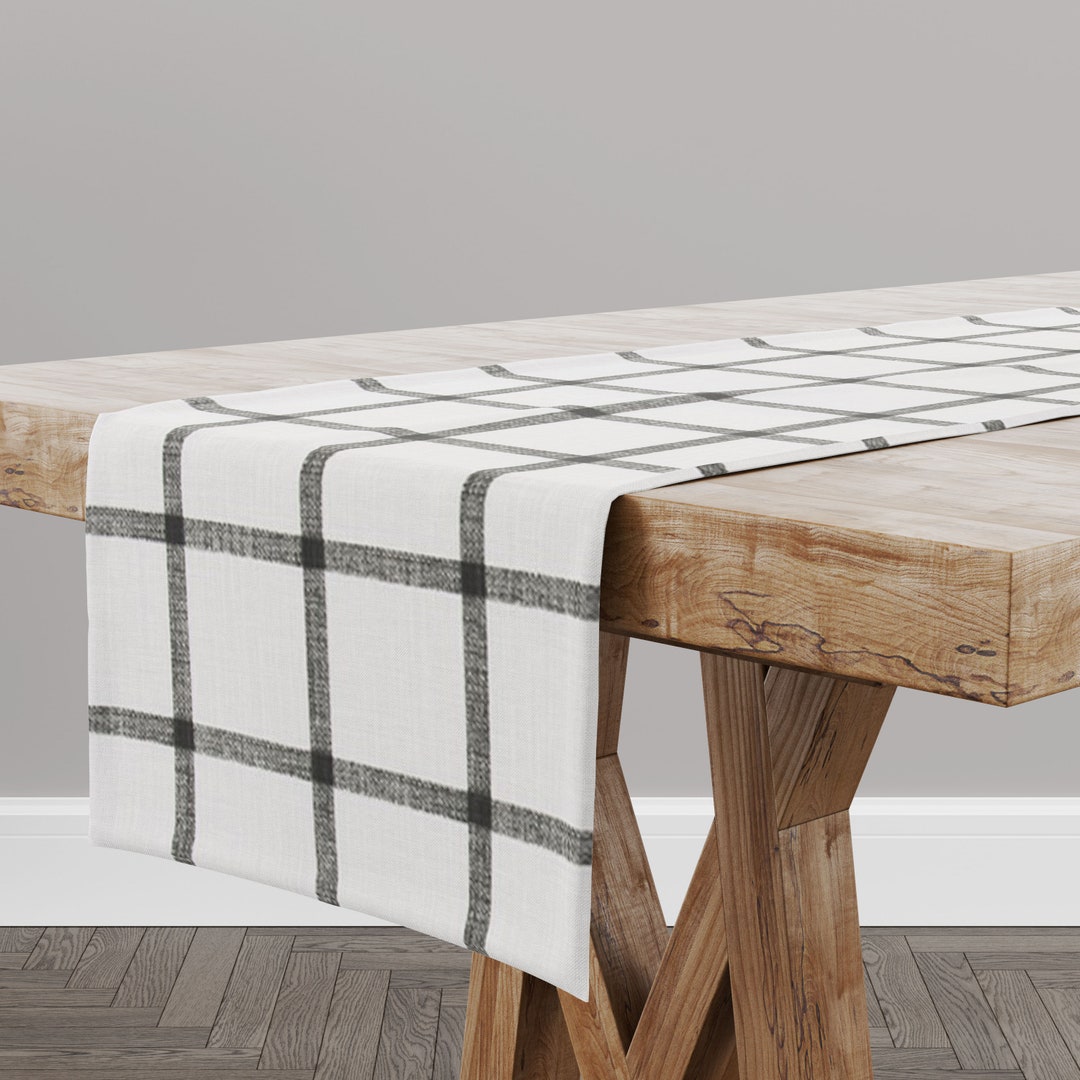 Black Plaid Table Runner: Premier Prints Aaron Ink Fabric - Etsy