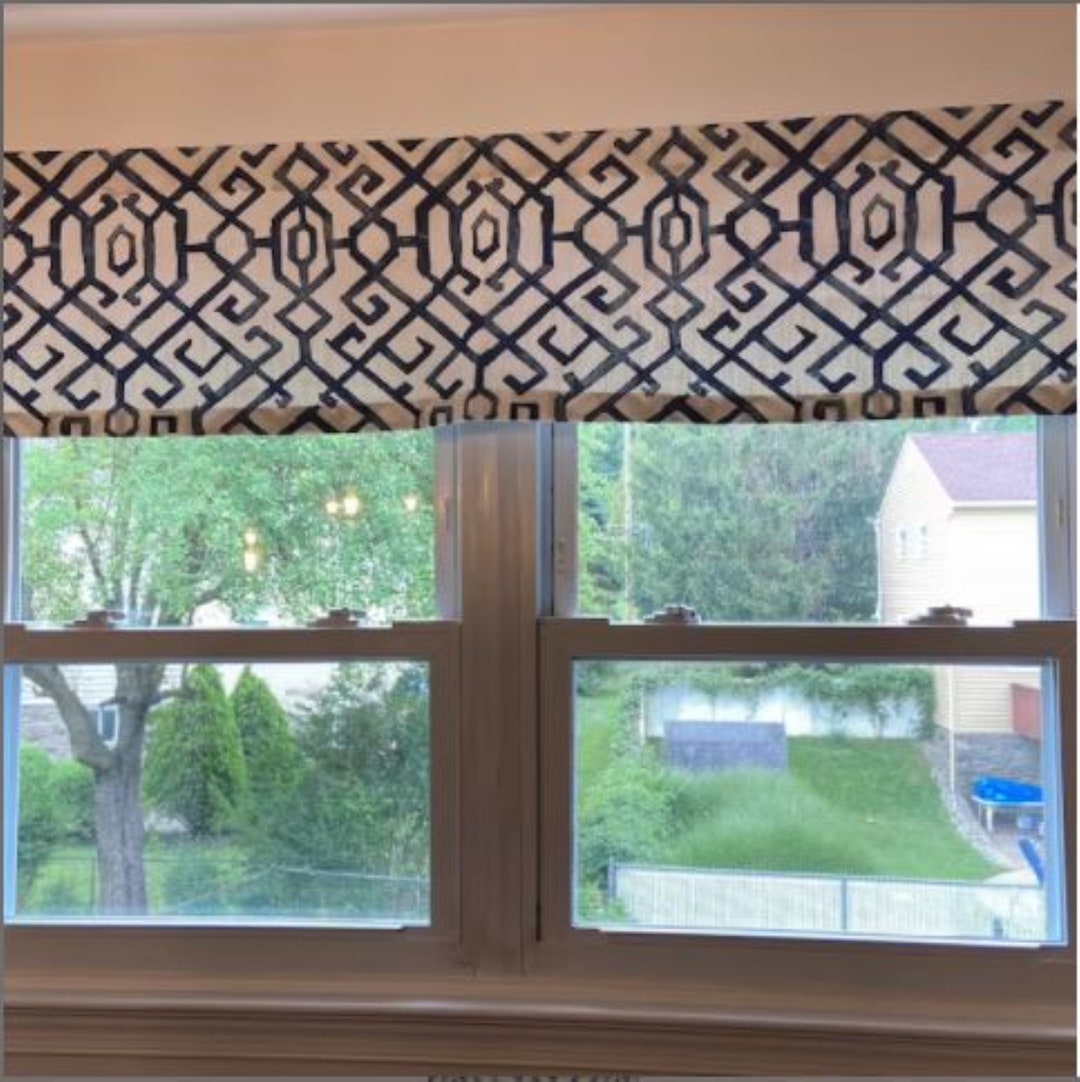 Blue and White Valance, Farmhouse Valance, White Blue Valance, Jing ...