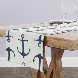 Blue Anchors Print Table Runner: Premier Prints Navy Slub, Beach House ...