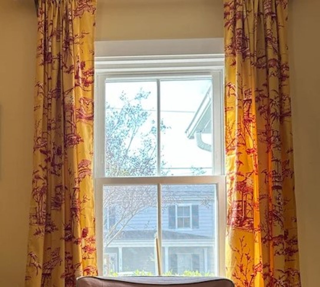Red Toile Curtains, Red Gold Toile Curtains, Thibaut Meridian Red Gold ...