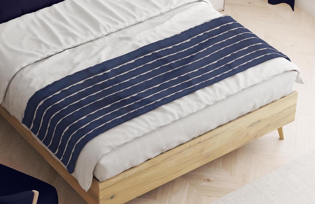 Blue and White Bed Runner, Premier Prints Canal Luxe Capri Bed Runner ...