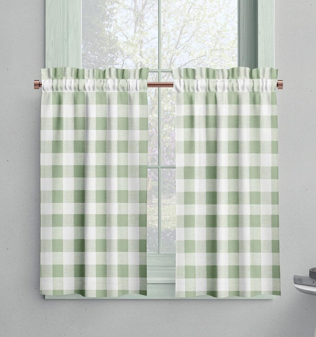 Cafe Curtains, Green White Cafe Curtains, Premier Prints Anderson Sage ...
