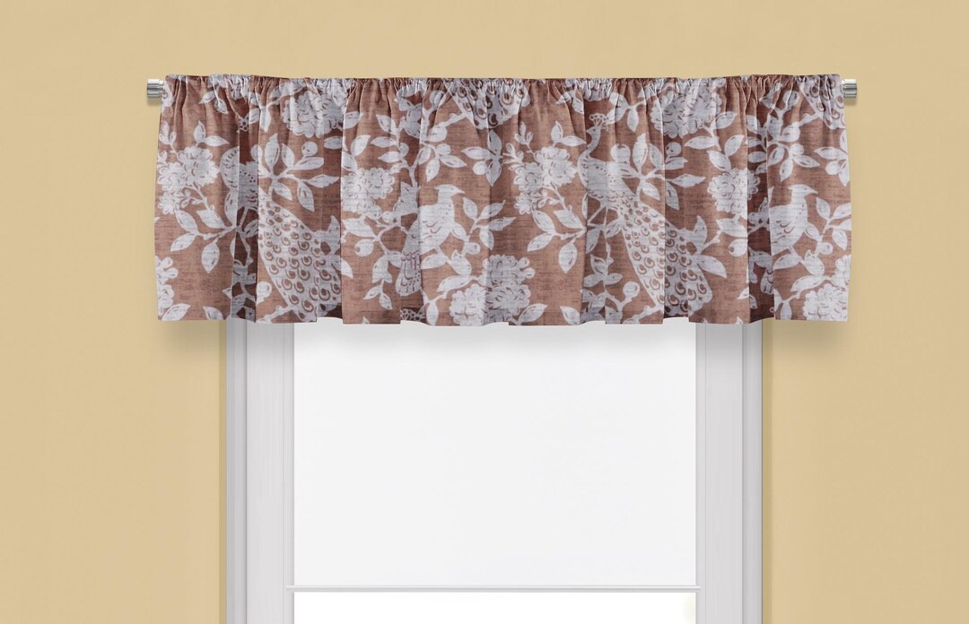 Brown Valance, Brown and Beige Valance, Magnolia Birdsong Cinnamon ...