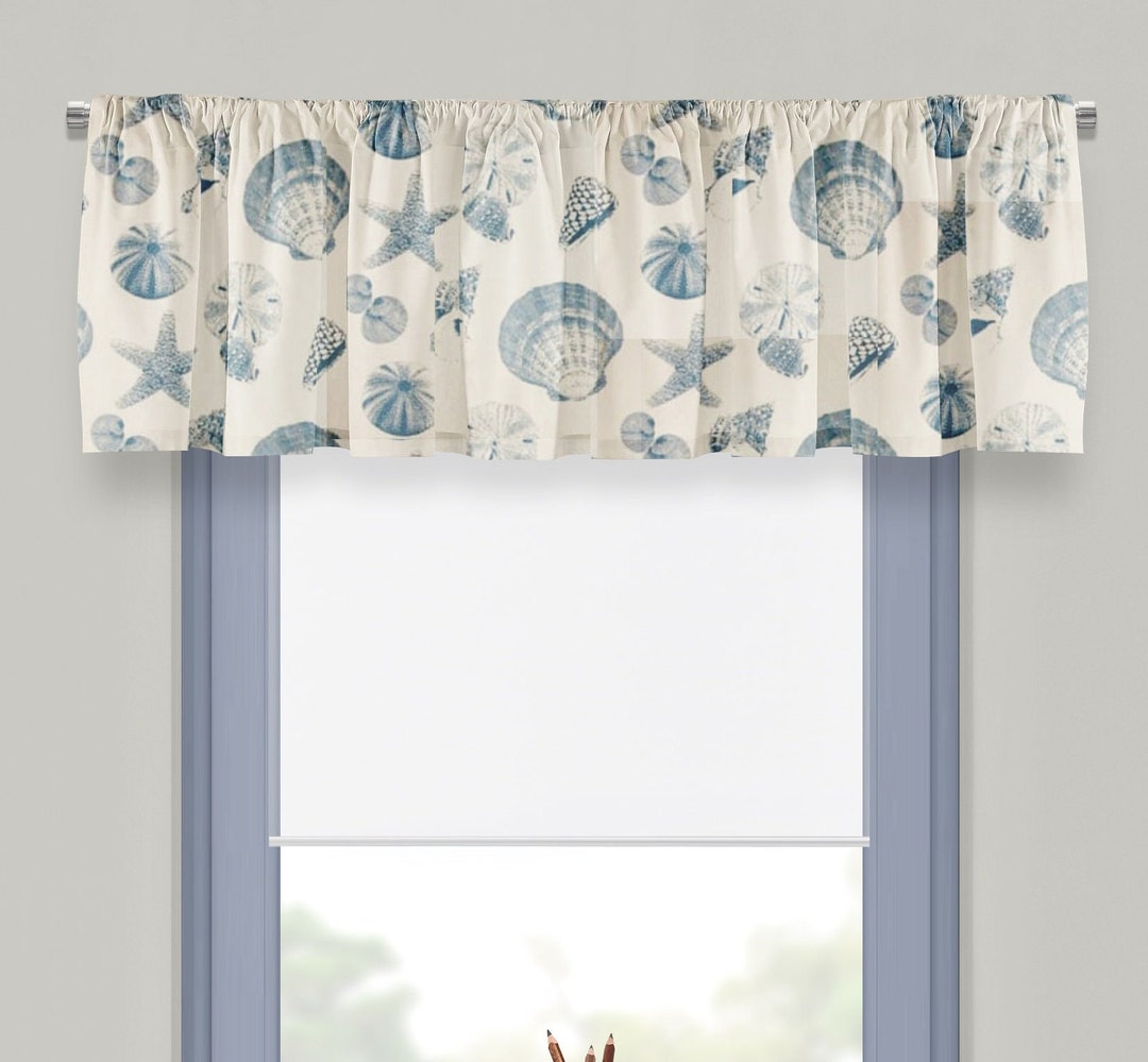 Blue Shells Valance: Beach Coastal Window Decor - Etsy