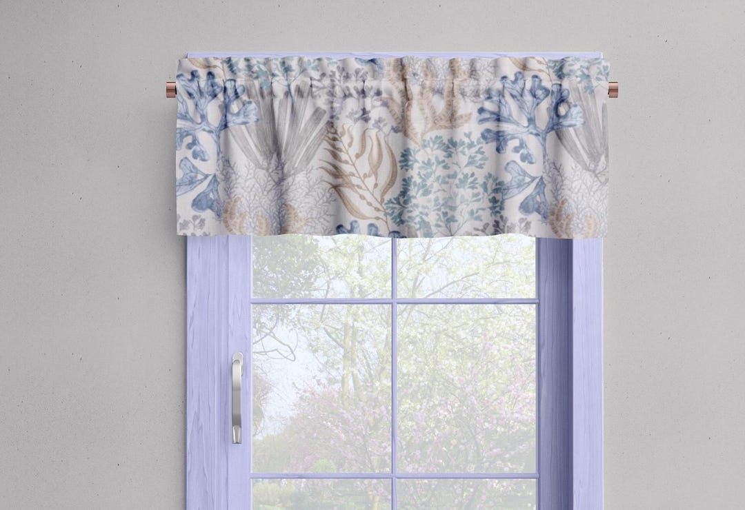 Beach Print Valance, Coral Seaside Valance, Magnolia Layton Aquarius ...