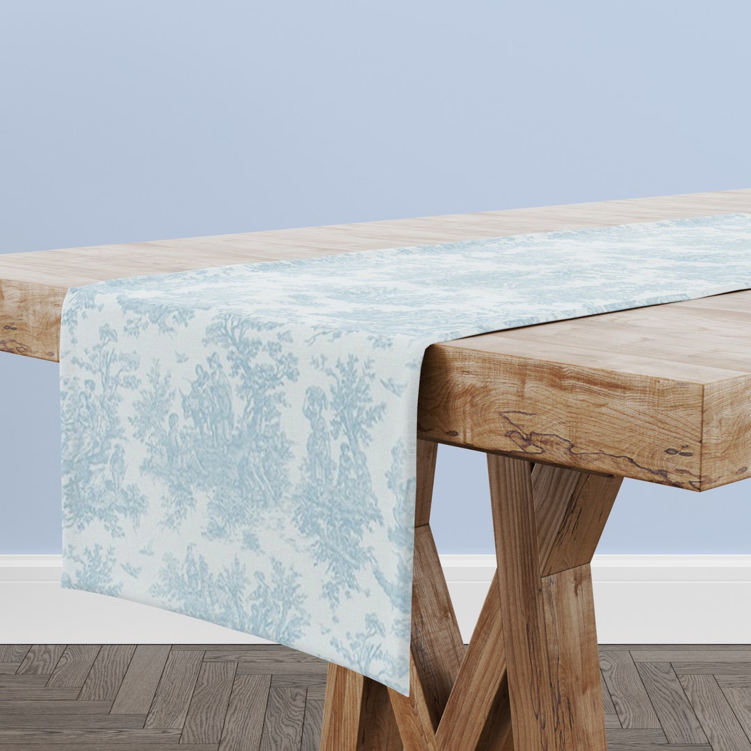 Blue Toile Table Runner: Premier Prints Jamestown Fabric - Etsy