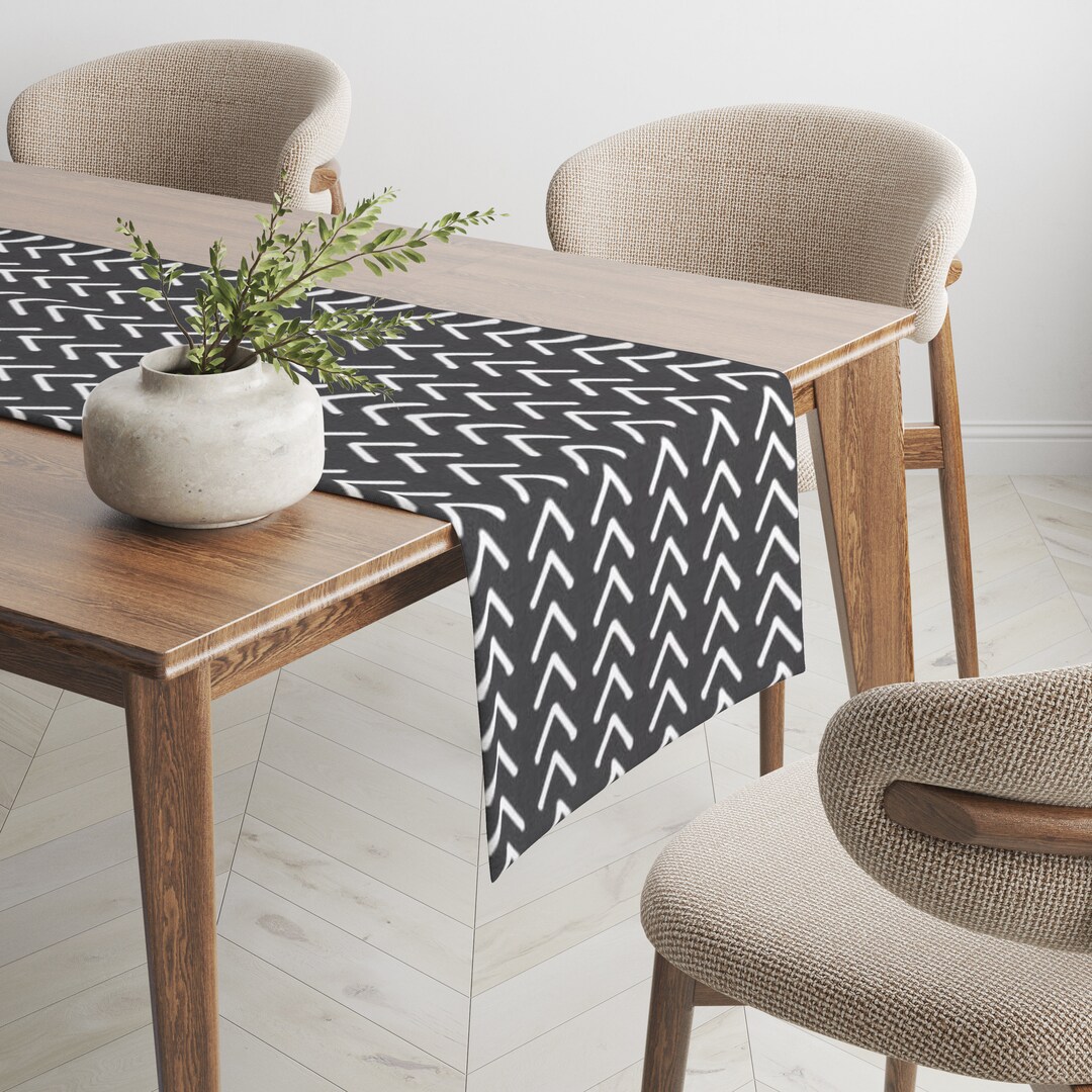 Boho Ink Table Runner: Black & White Premier Prints Fabric - Etsy