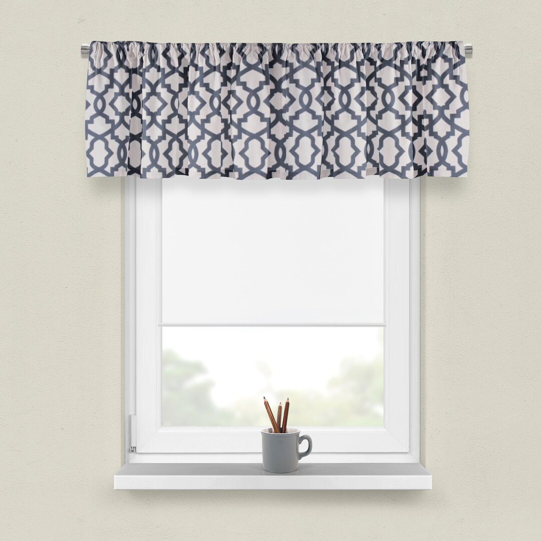 Blue Valance: Blue and White Window Topper, Premier Prints Sheffield ...