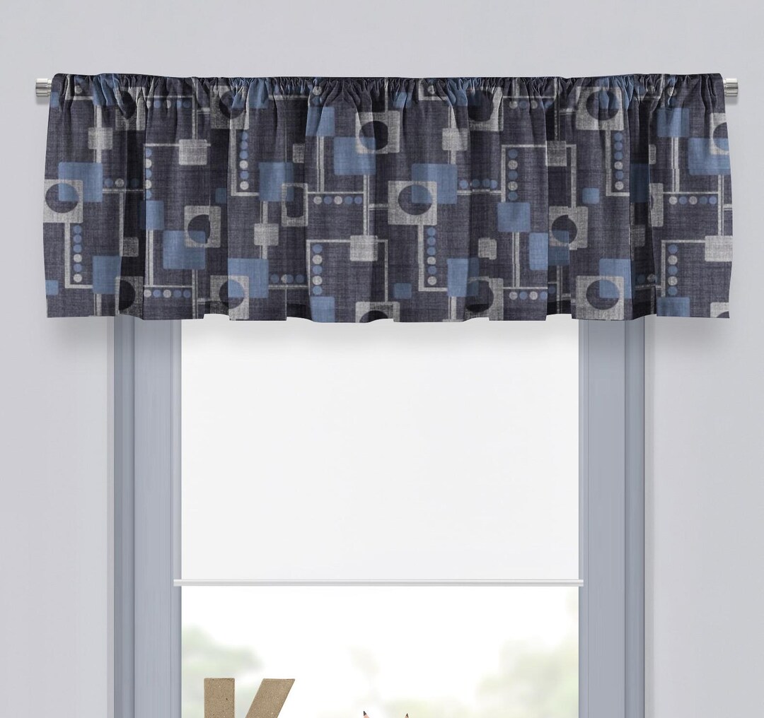 Blue Valance, Gray Valance, Magnolia Apollo Harbor Valance, Gray and ...