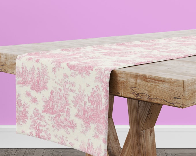 Pink Toile Table Runner, Premier Prints Pink Toile Table Runner, Table ...