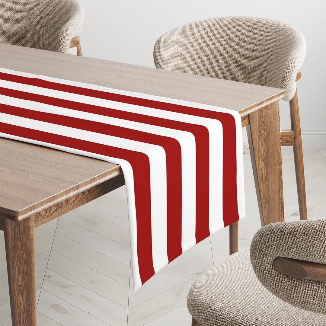 Red Stripe Table Runner, Red Table Runner, Christmas Table Runner ...