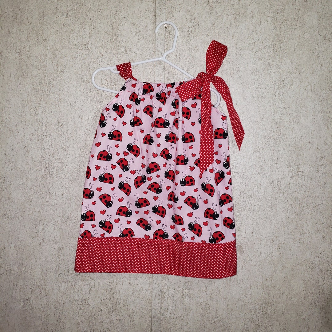 Ladybug Dress, 2T Ladybug Dress, Pink and Red Dress, Pillowcase Dress ...