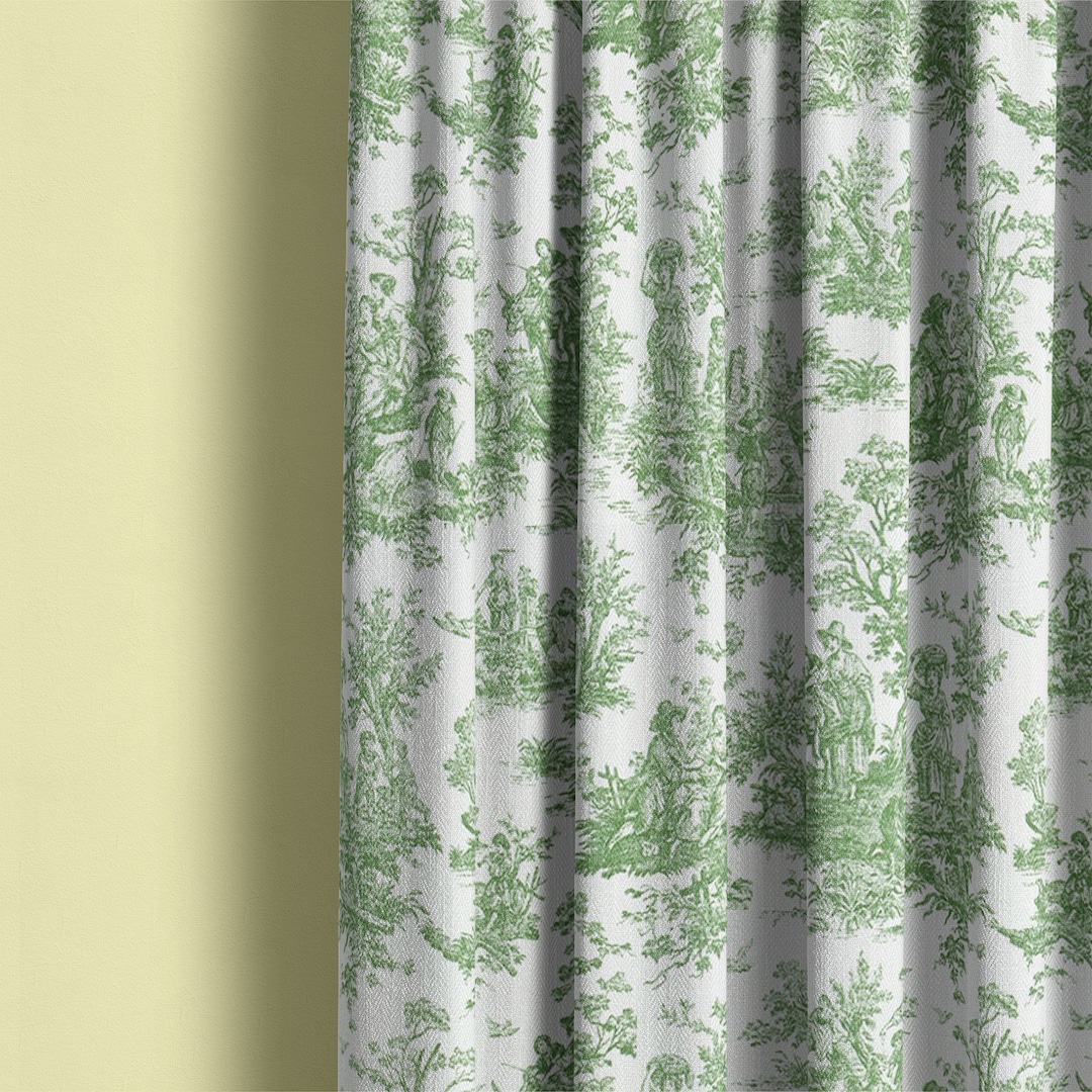 Green Toile Curtain Panels: Premier Prints Colonial Pine Design - Etsy