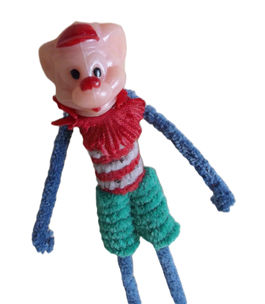 Handmade / Pipe Cleaner Doll Figure / Plastic Head / Made From Vintage ...