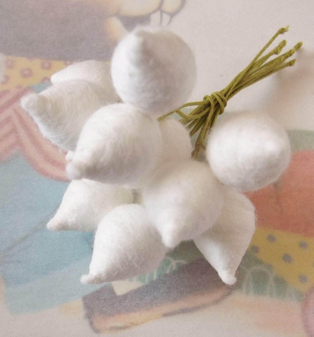 Vintage Spun Cotton / Rose Pod Centers / Stamen-peps / One Bundle / 12 ...