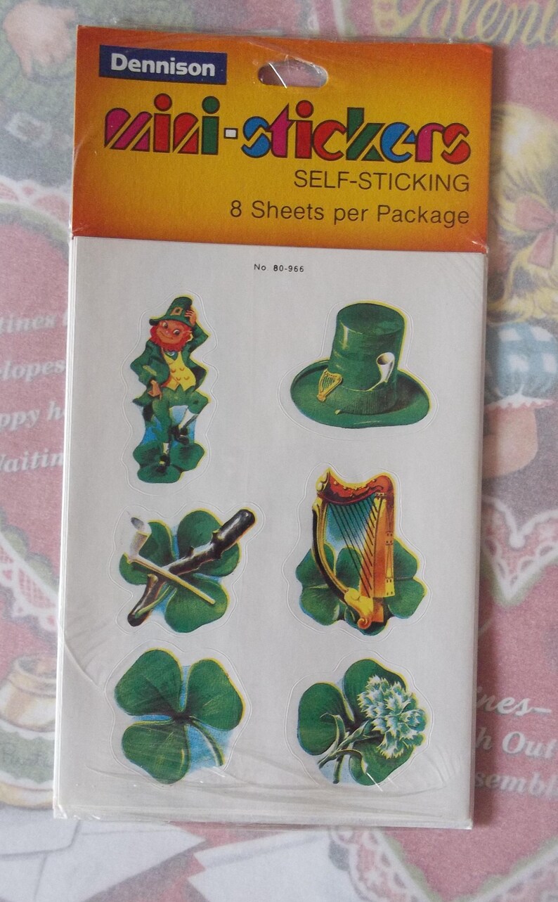Vintage Dennison Mini-stickers / Self-sticking / 8 Sheets per Package ...