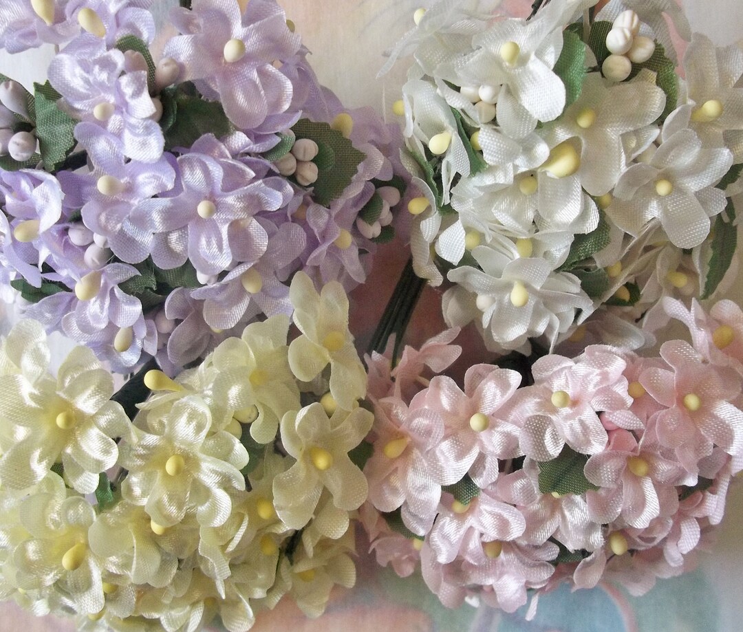 Vintage / Miniature Flower Bouquets / Four Bunches / Artificial Flowers ...