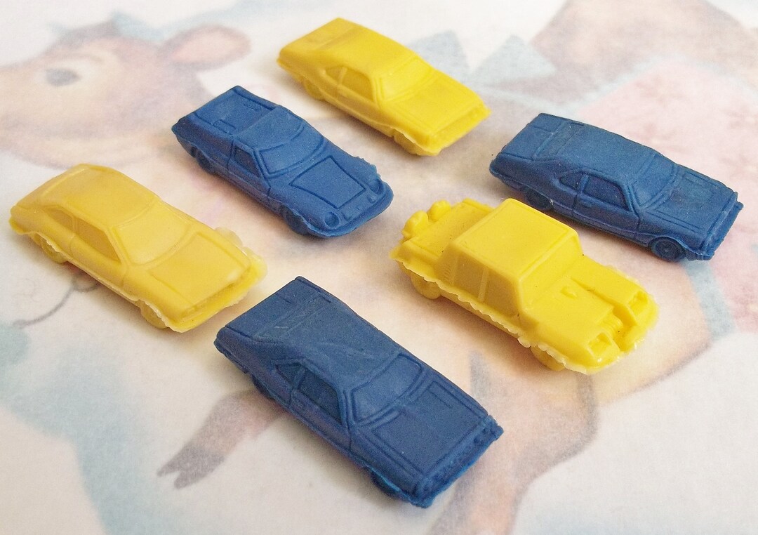 Vintage Car Erasers / School Supplies / Retro Collectible / Yellow ...