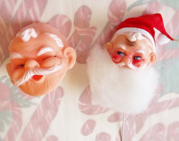 Set of Two / Vintage / Santa Claus / Face & Doll Head / - Etsy
