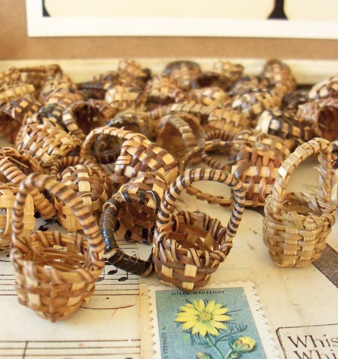 Handmade / Tiny Vintage Miniature Baskets / One Dozen / - Etsy