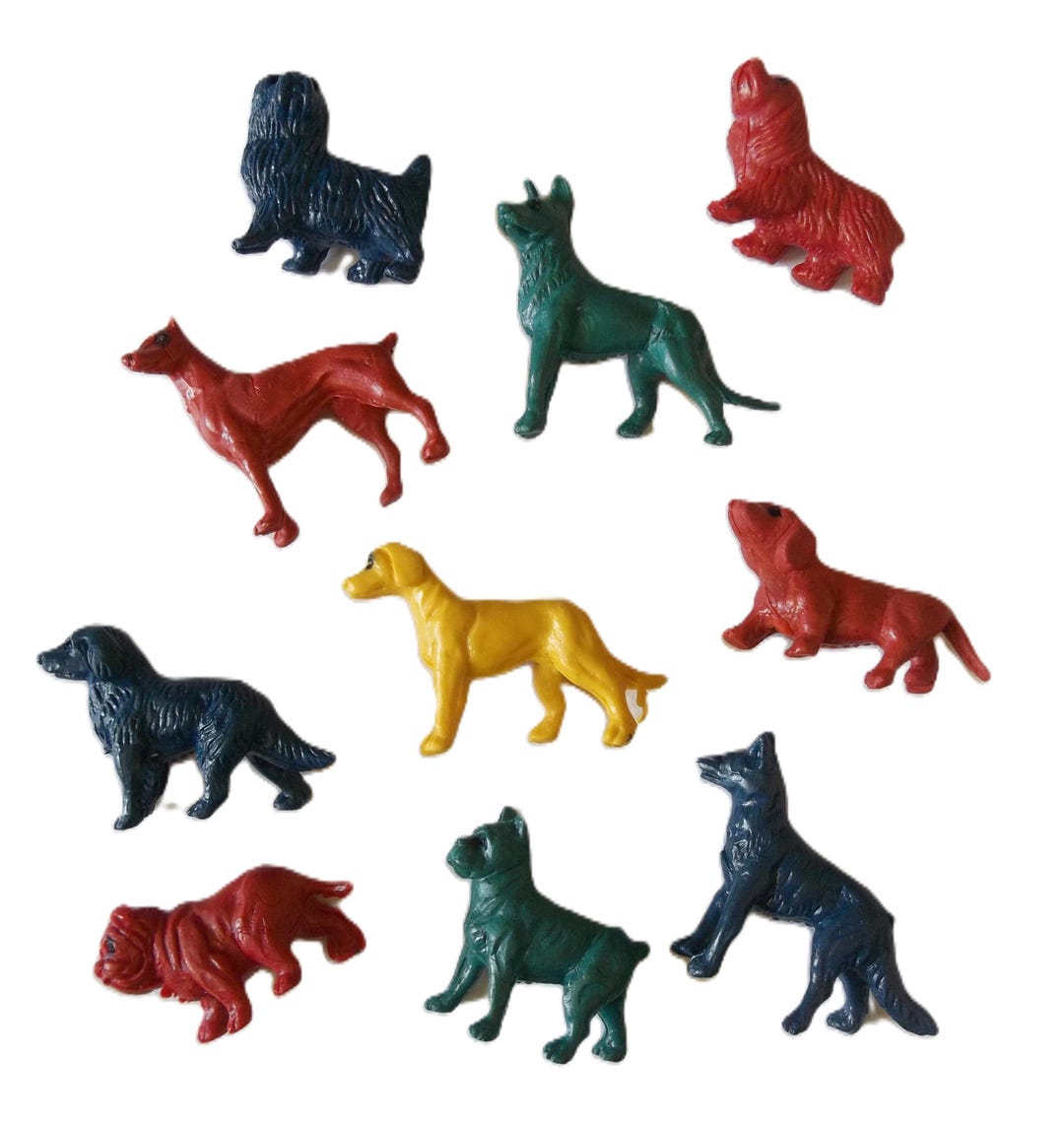 Set of Ten / Vintage / Miniature Plastic Dogs / Variety / Tiny Figures ...