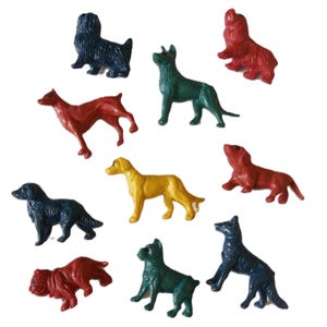 Set of Ten / Vintage / Miniature Plastic Dogs / Variety / Tiny Figures ...