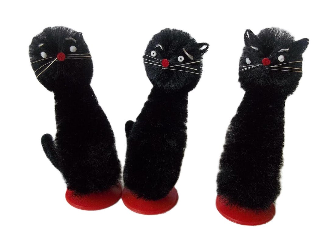 Sale / Vintage / Bump Chenille Black Cat / Bumpy Chenille / Halloween ...