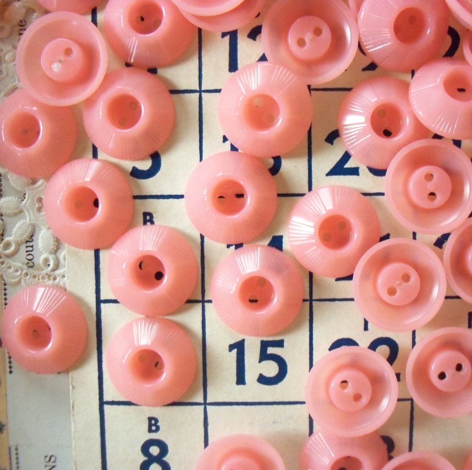 Vintage / Plastic Rose Pink Inkwell Buttons / Set of - Etsy