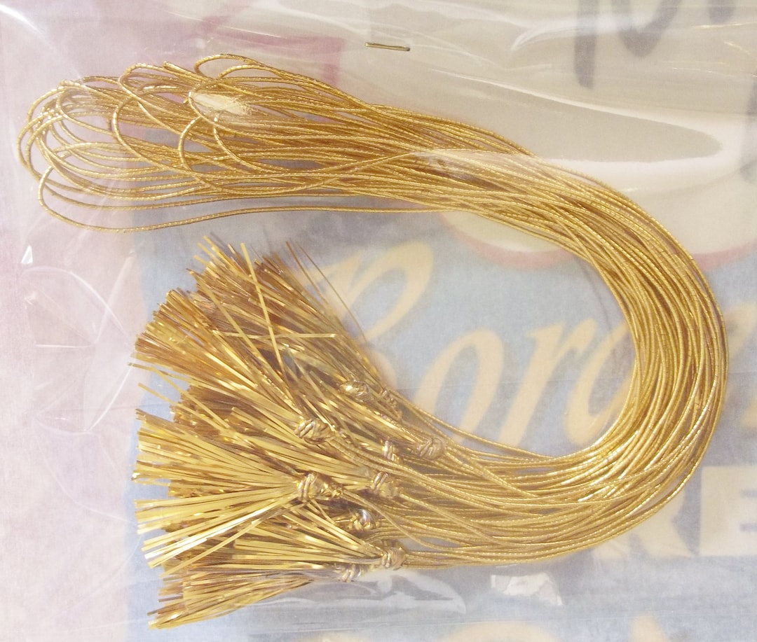 Vintage / Elastic Gold Strings With Fringe / Gift Packaging / Stretchy ...