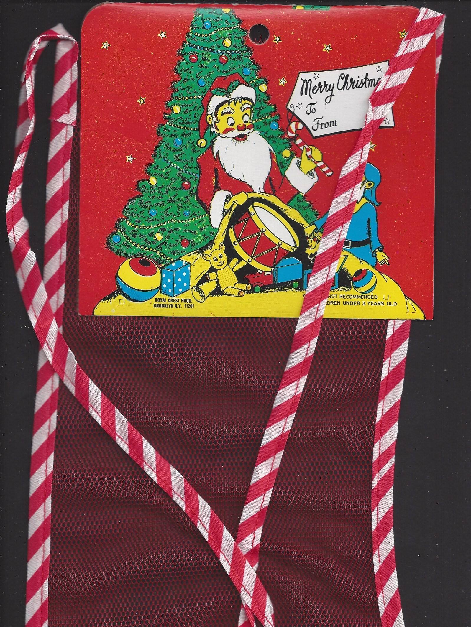 Vintage / Christmas Stocking Header Card & Mesh Stocking / Stocking ...