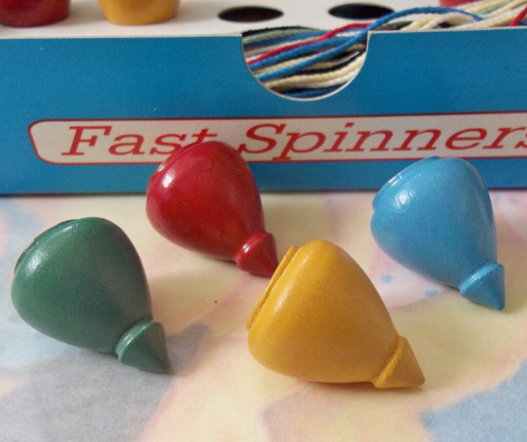 Vintage / Four Hardwood Toy Tops & Cords / Four Items / Surprise Balls ...