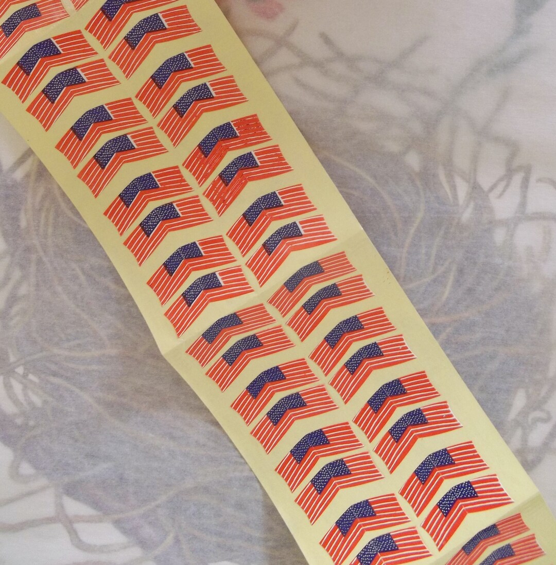 Vintage / Adhesive-back American Flags / Stickers / #60 / Party Favors ...