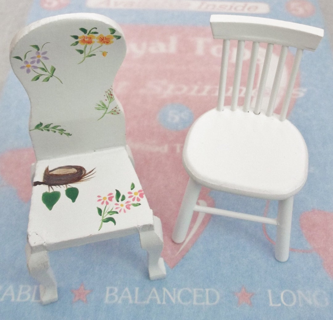Two Miniature Chairs / White Variations / Floral Decorations / Bird's ...