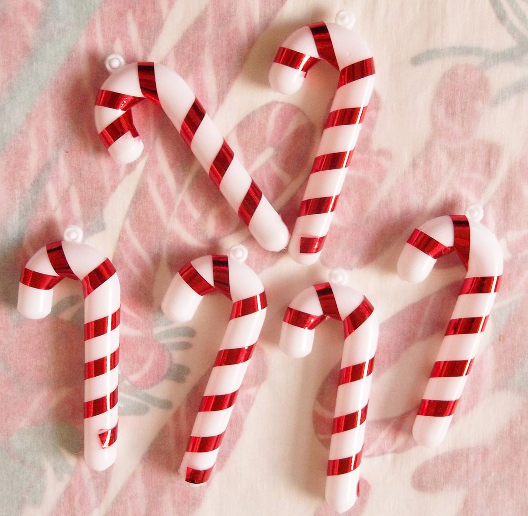 Vintage / Hollow Plastic Candy Canes / Bunch of Six / Ribbon Wrapped ...