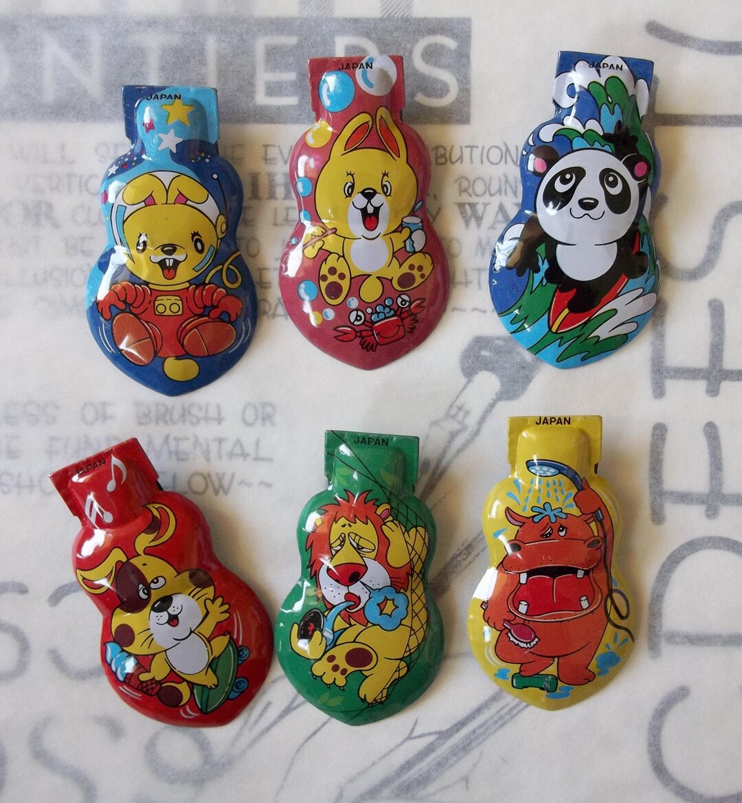 Set of Six / Vintage / Animals / Tin Toy Clickers / Lithographed ...