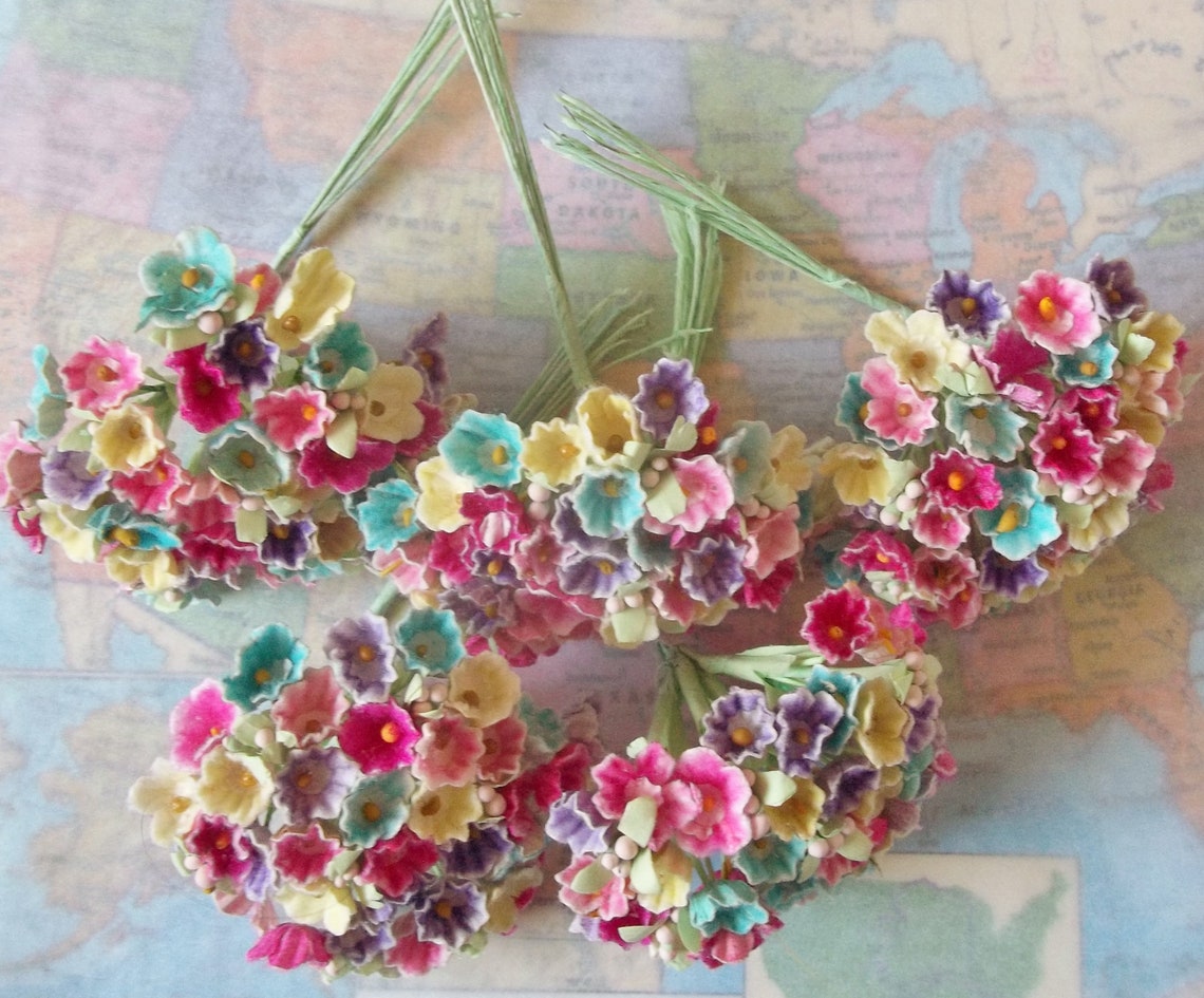 Five Items / Vintage Forget-me-not Bouquets: Millinery Corsage Filler ...
