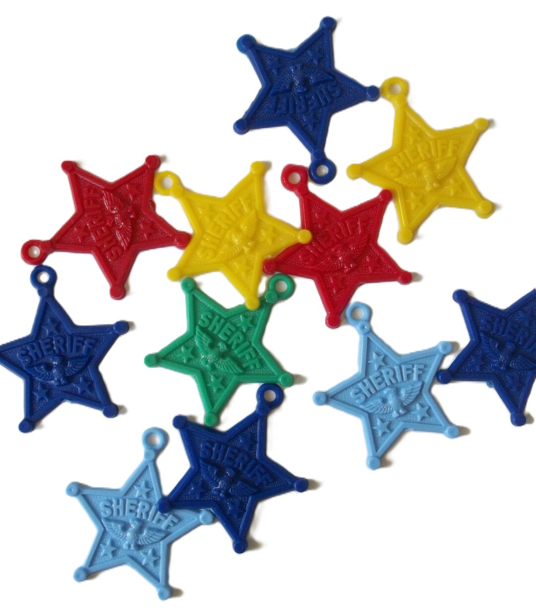 One Dozen / Vintage / Plastic Sheriff Badge Charms / Flat Backs ...