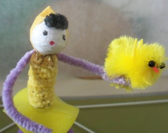 Figurines & Knick Knacks Vintage Pipe Cleaner Chenille Easter Chick ...