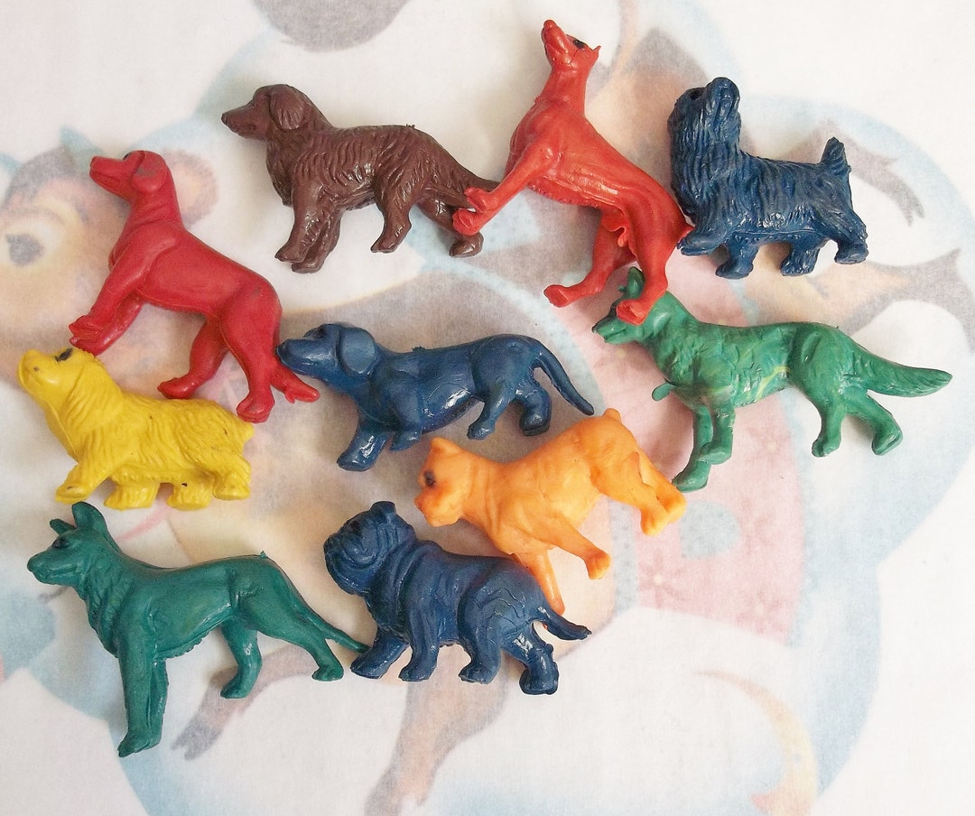 Set of Ten / Vintage / Miniature Plastic Dogs / Variety / Tiny Figures ...