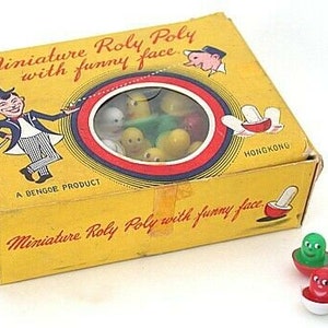 Last Set / Six Items / Vintage Miniature Roly Poly With Funny Face Toys ...