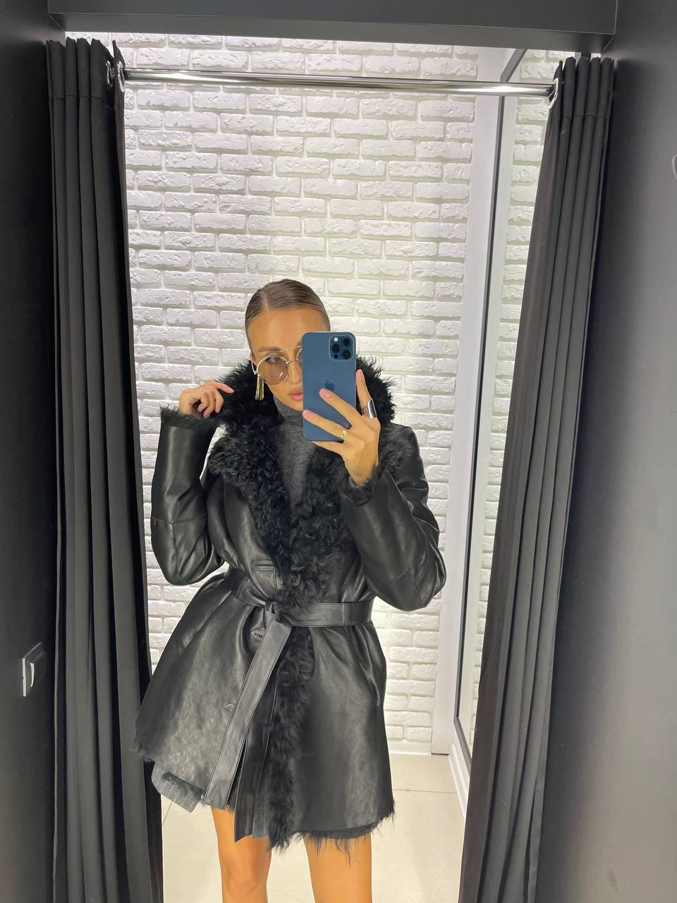 Handmade Reversible Curly Lamb Fur Coat - British Collar Shearling ...