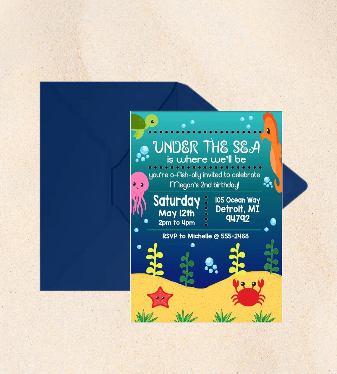 EDITABLE Under the Sea Invitation, Under the Sea Birthday Invitation ...