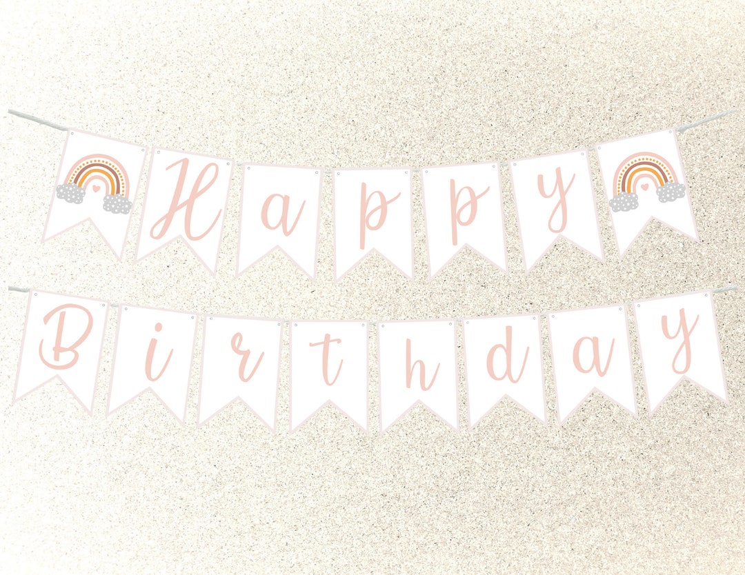 Boho Rainbow BANNER Boho Rainbow Party Flag Rainbow Birthday Banner ...