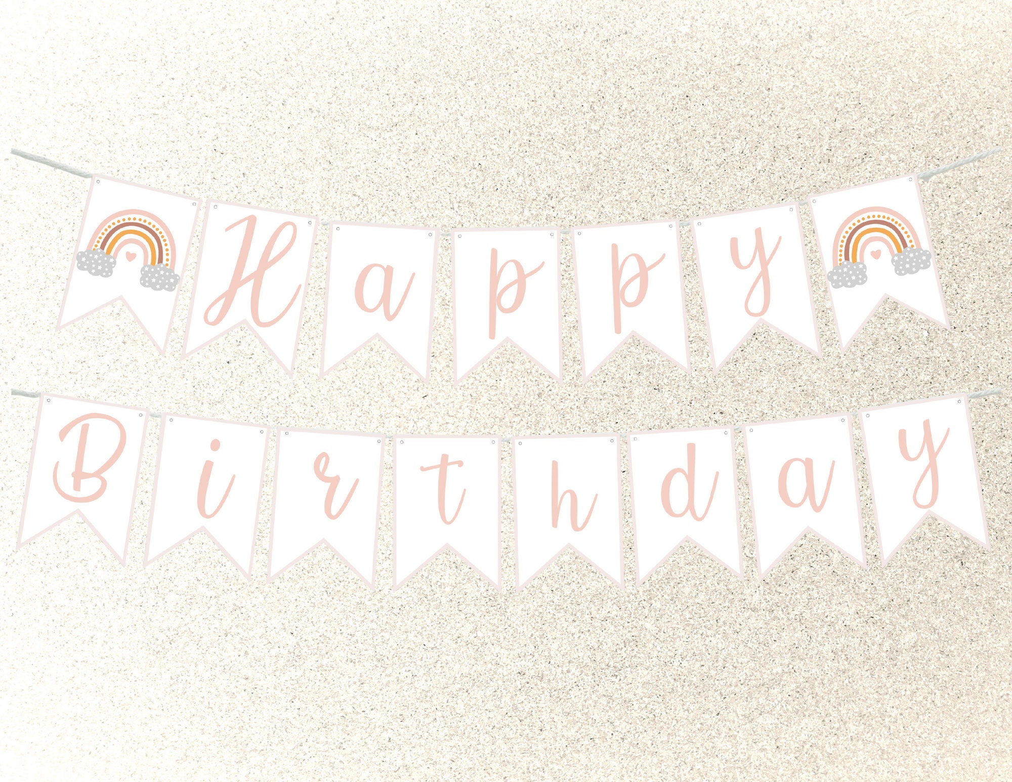 Boho Rainbow BANNER Boho Rainbow Party Flag Rainbow Birthday Banner ...