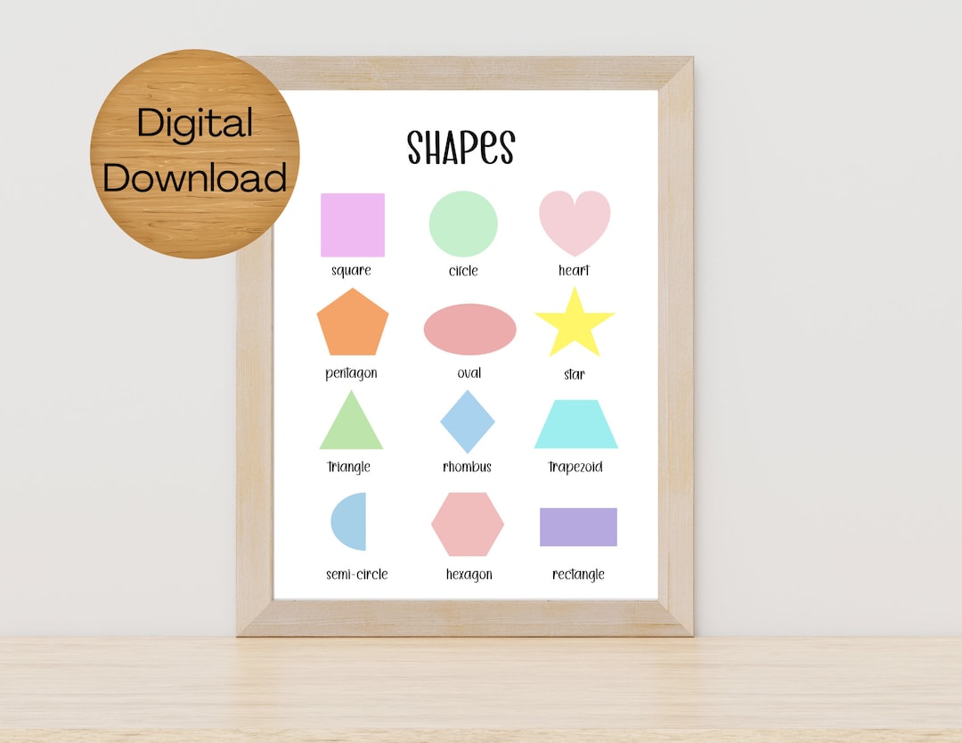Shapes Educational Print, Rainbow Shapes Print, Nursery Wall Art ...