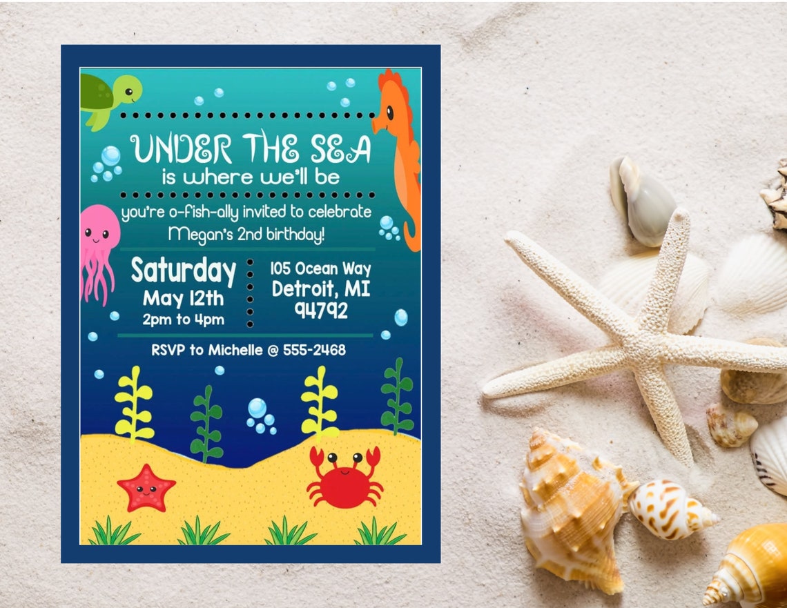 EDITABLE Under the Sea Invitation, Under the Sea Birthday Invitation ...